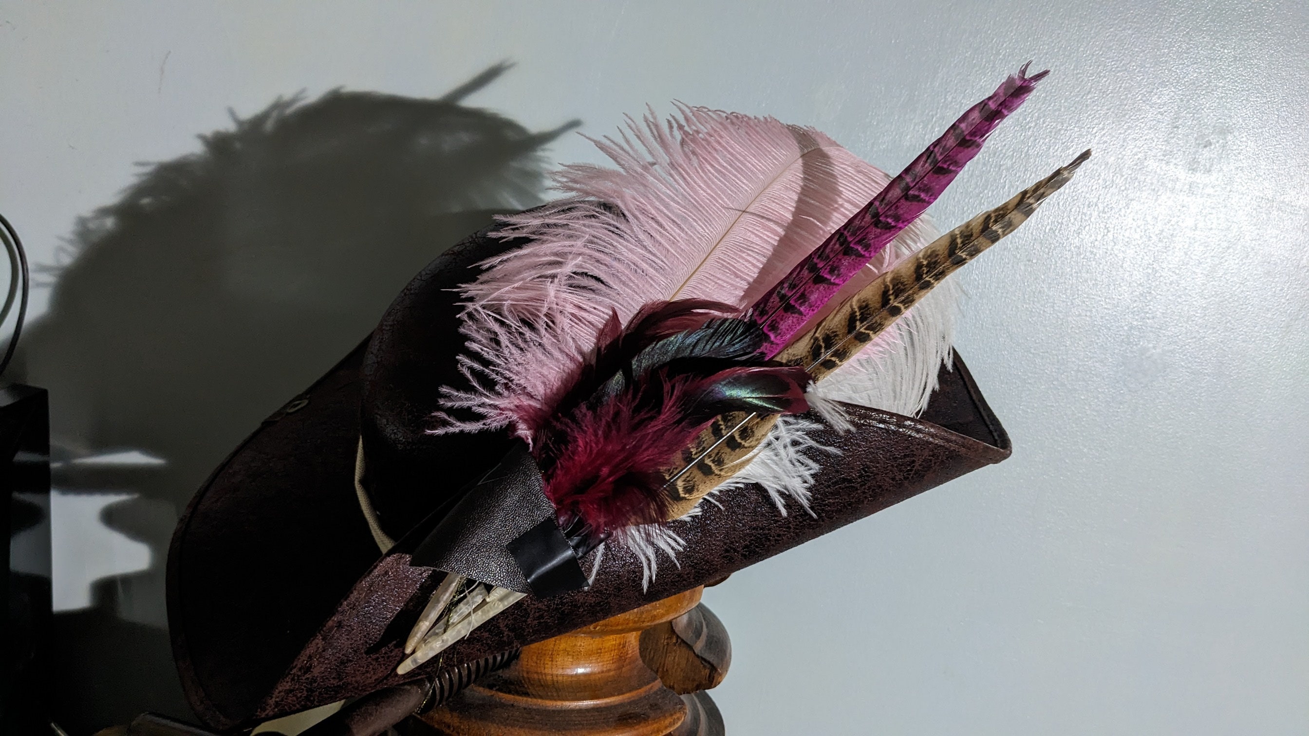 Burgundy Musketeer Hat With Flamboyant Feather Set, Brixham Renaissance ...