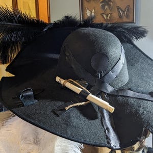 Barbossa Pirate Hat With Flamboyant Black Ostrich and Rooster Feather ...