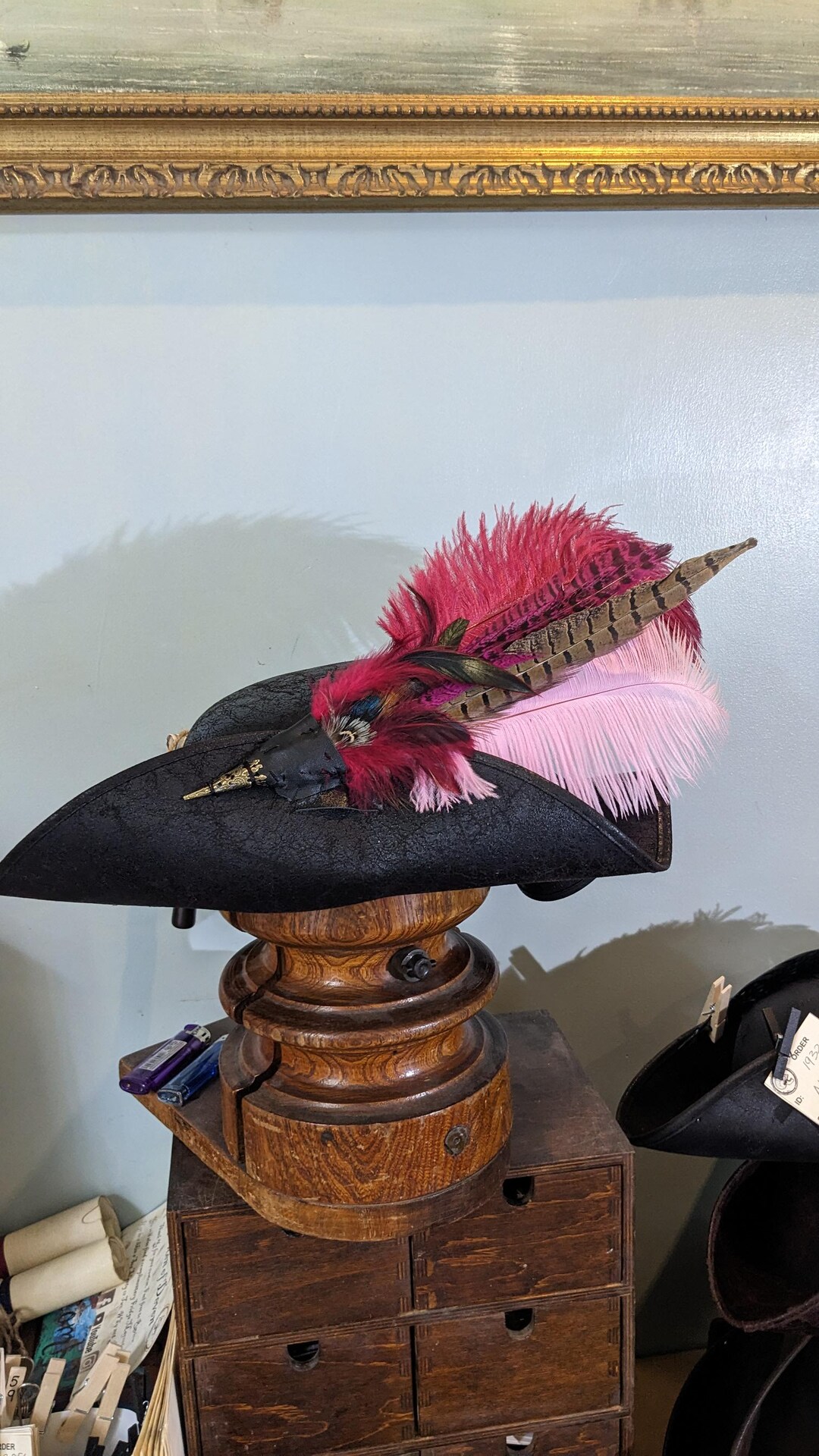 Burgundy Musketeer Hat With Flamboyant Feather Set, Brixham Renaissance ...