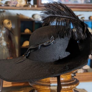 Barbossa Pirate Hat With Flamboyant Black Ostrich and Rooster Feather ...