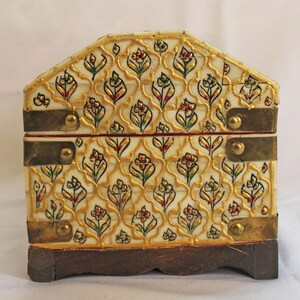 Velvet Jewellery Organizer Camel Bone Inlay Storage Chest Box - Etsy