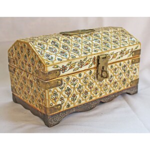 Velvet Jewellery Organizer Camel Bone Inlay Storage Chest Box - Etsy