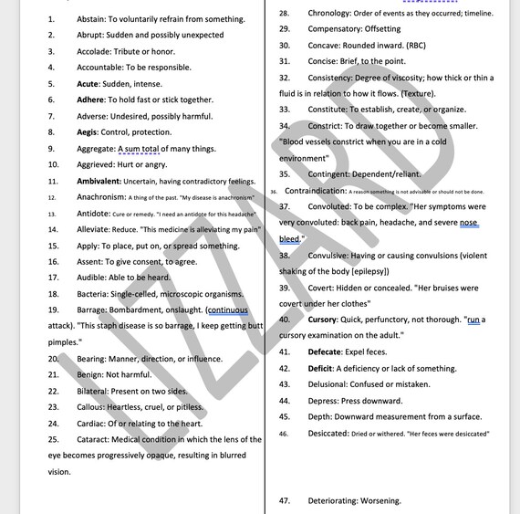 HESI A2 Vocab And Definitions Etsy HESI A2 Vocab And Definitions Etsy