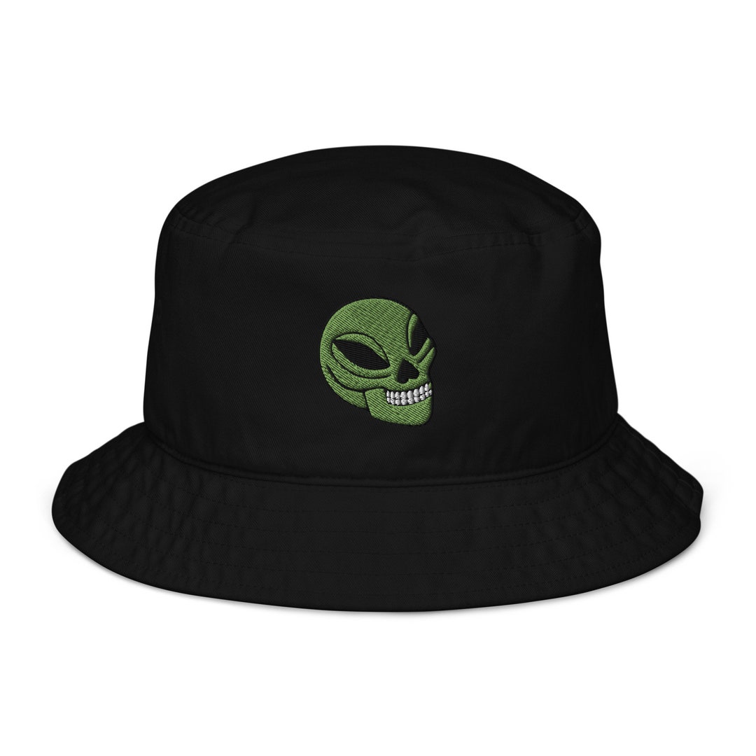 Alien Skull Bucket Hat, Wide Brim Hat, Fashion Bucket Hat, Handmade Sun ...