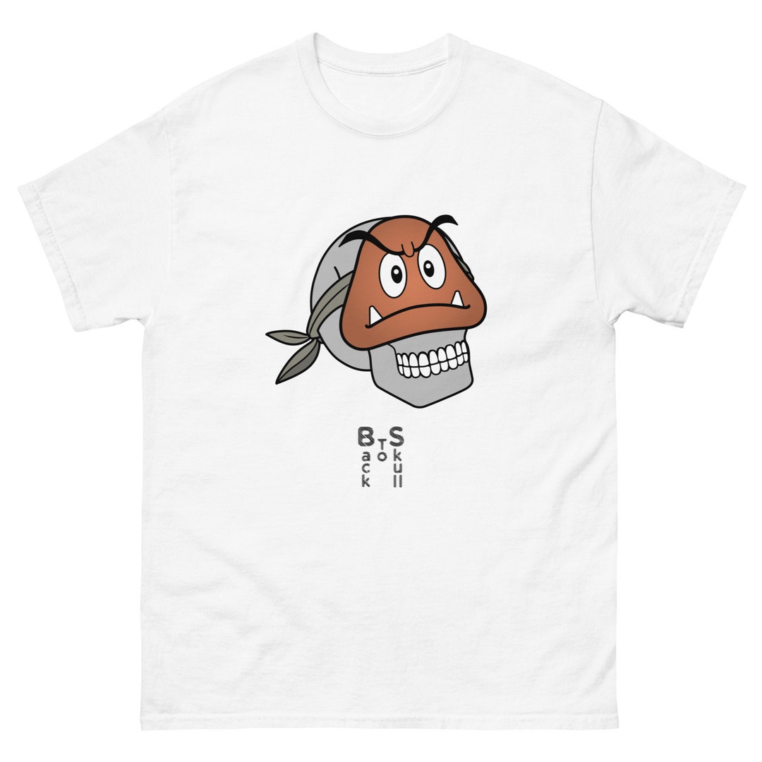 Super Mario Goomba Skull Tee, Heavy and Organic Cotton Shirt, Bandana ...