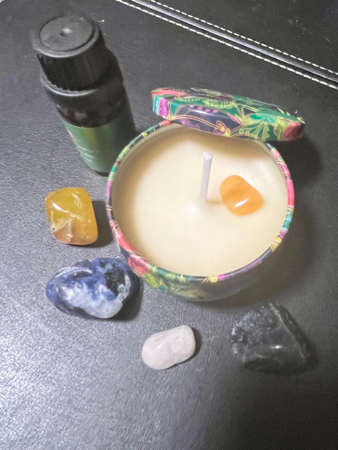 Heart Chakra Healing Clary Sage Scented Candle & Meditation Crystal - Etsy