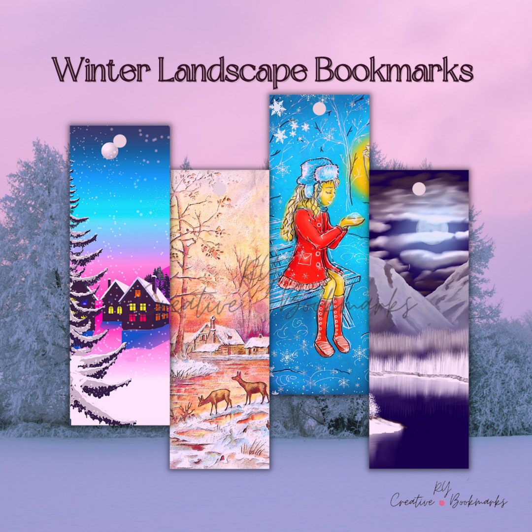 Set of 4 Digital Download Bookmarks of Winter Landscape - Etsy