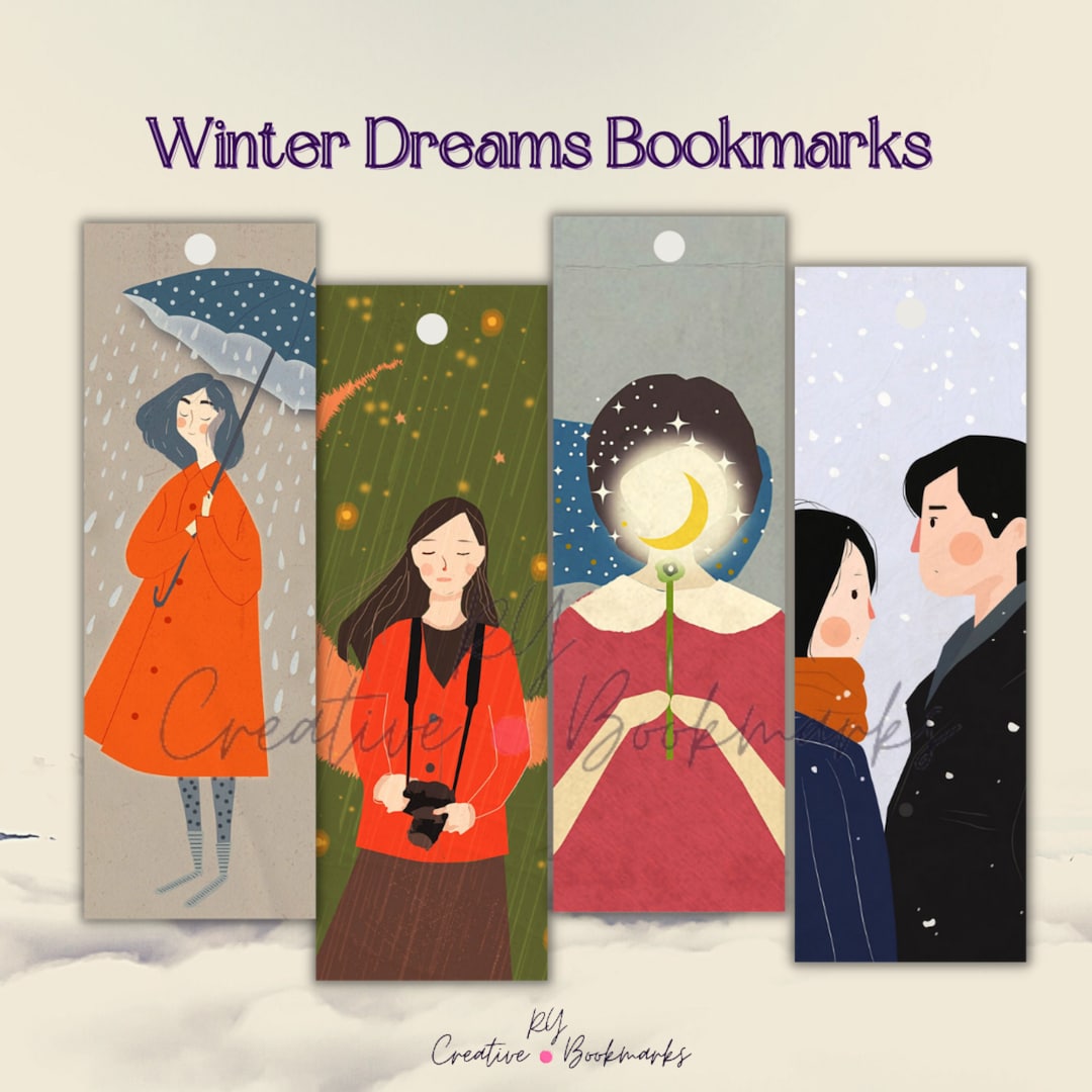 Set of 4 Digital Download Bookmarks of Winter Dreams• Unique Bookmarks ...