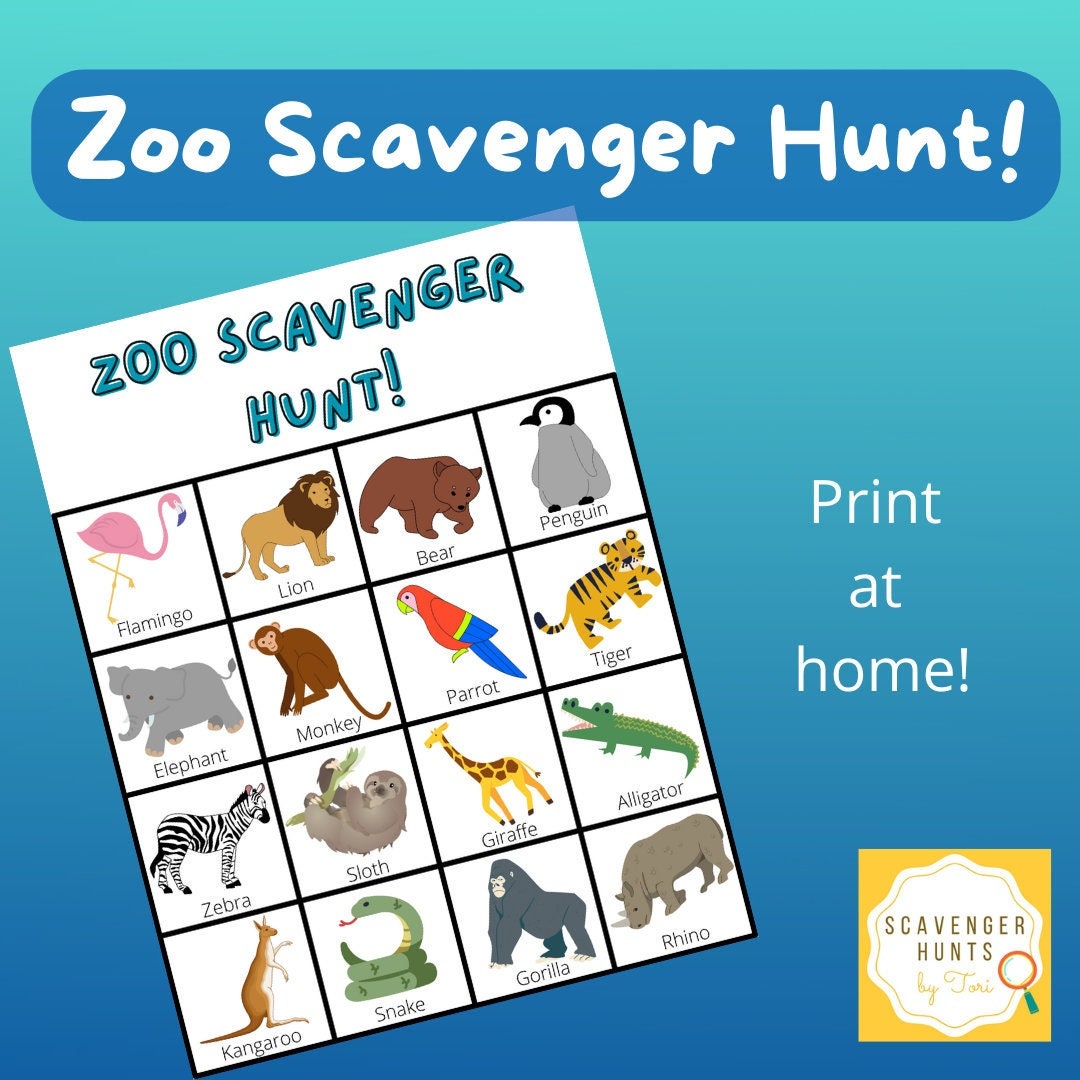 Zoo Scavenger Hunt Field Trip Activity Kids Scavenger Hunt - Etsy