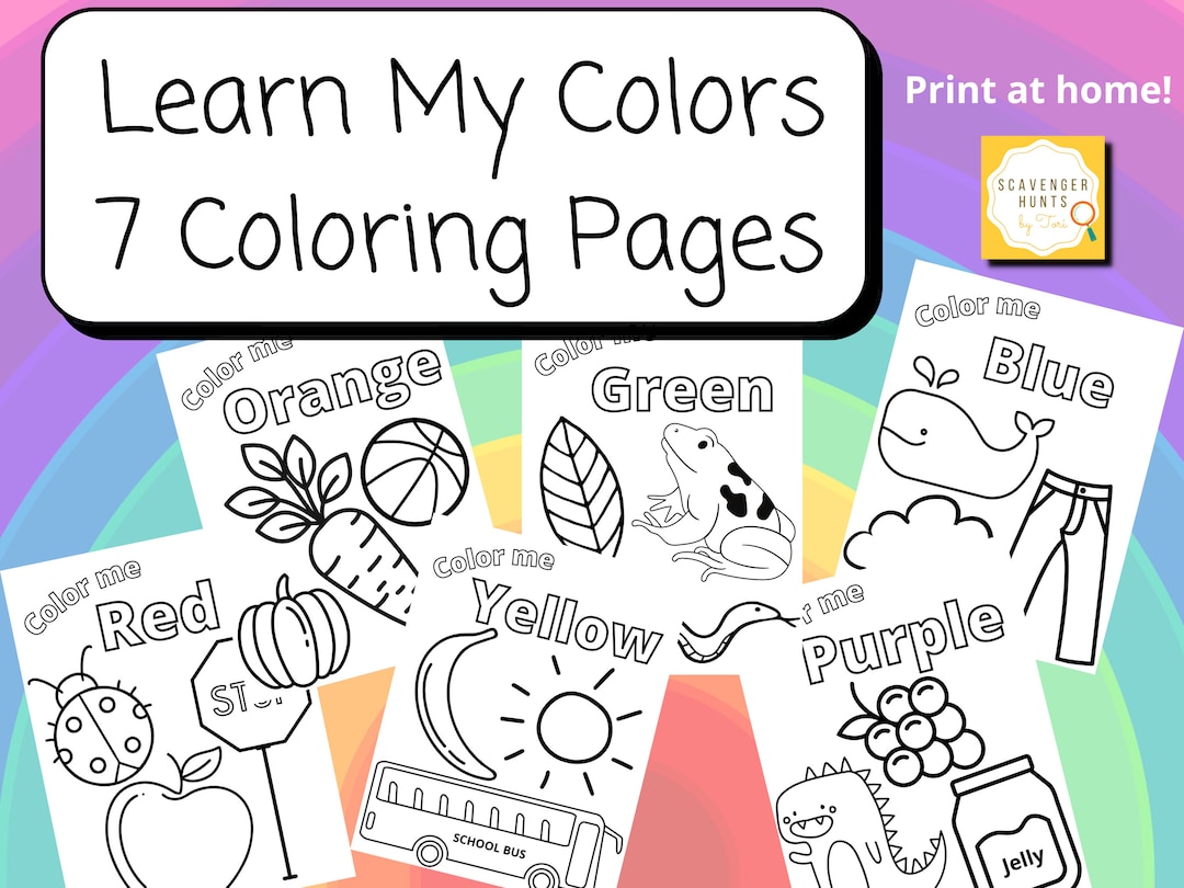 Learn My Colors Coloring Sheets Seven Printable Coloring Pages Learning ...