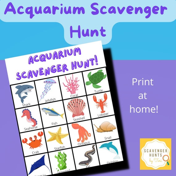 Aquarium Scavenger Hunt Field Trip Activity Kids Scavenger - Etsy