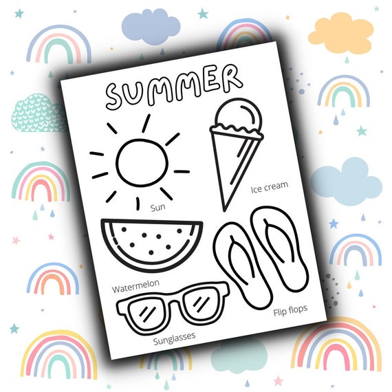 Summer Coloring Page Kids Printable Coloring Page - Etsy
