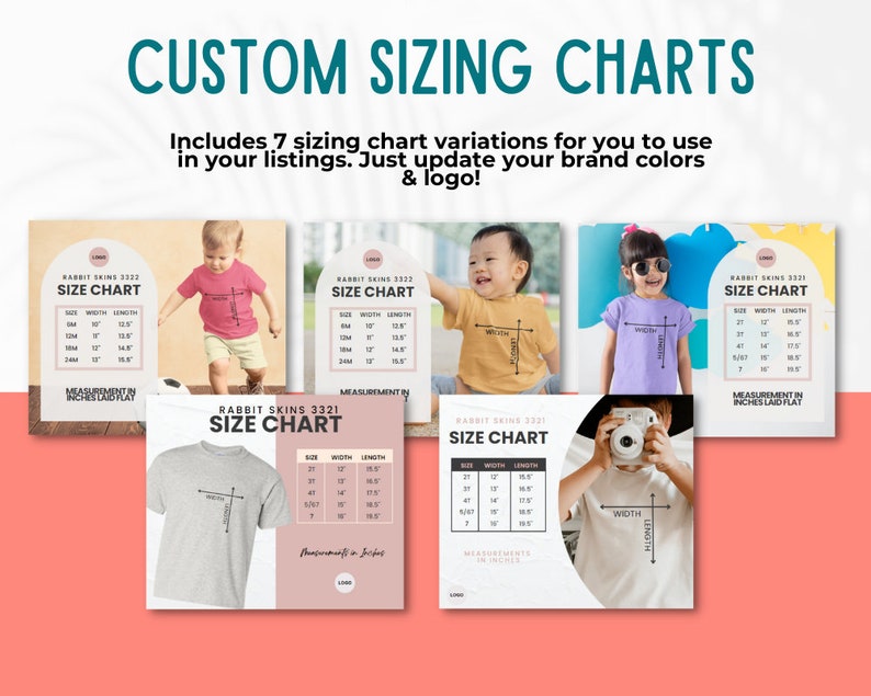 Rabbit Skins Kids T-shirt Listing Templates, 3321 & 3322, Color and ...