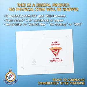 Printable Pizza Slice Birthday Card Home Slice Digital Printable ...