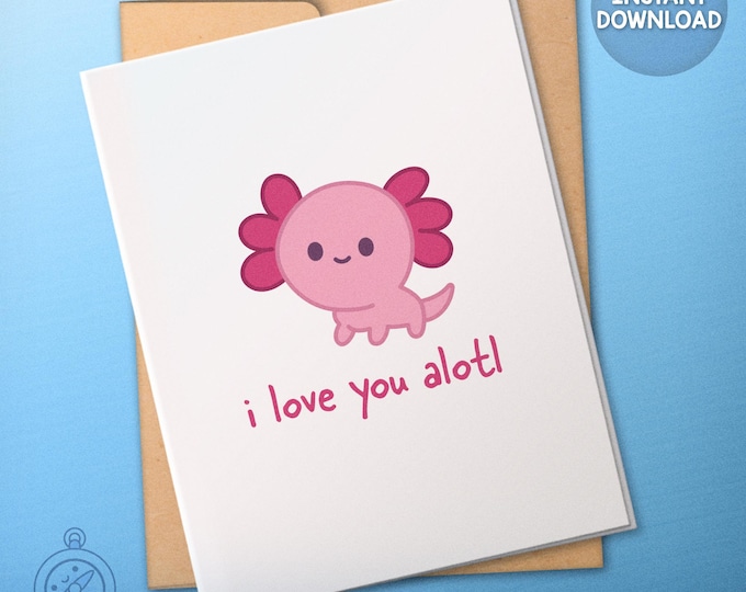 Axolotl Anniversary Card Blank Greeting Card | Valentines Card, Love ...