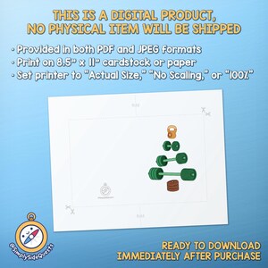 Printable Gym Weights Christmas Tree Card - Fitness Holidays Card ...