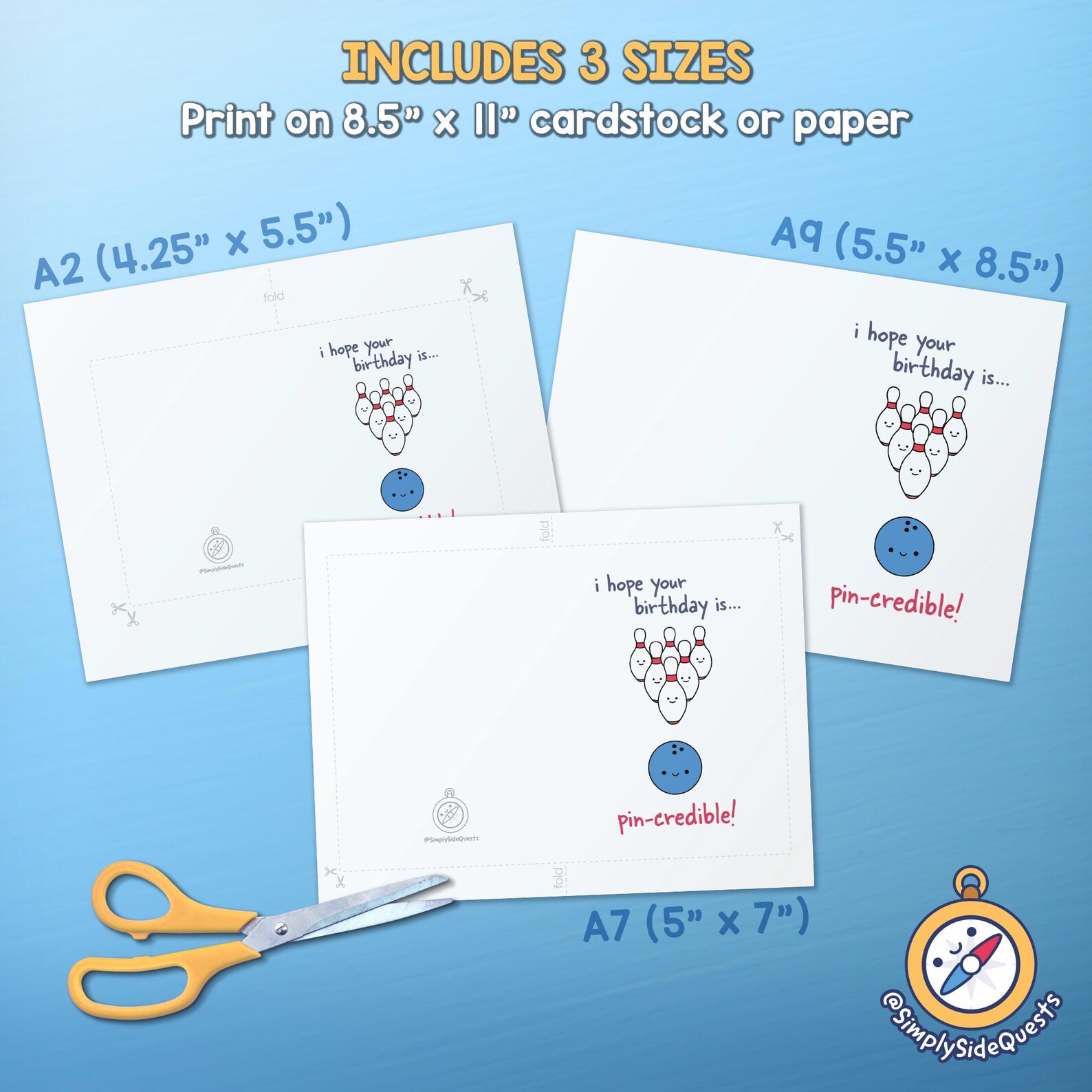 Printable Bowling Pins Birthday Card Pincredible Birthday Digital ...