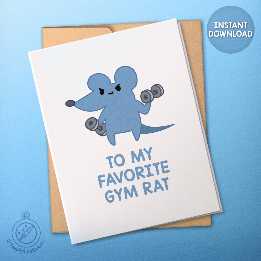 To My Favorite Gym Rat Digital Printable Dumbbell Weights Card 3 Sizes ...