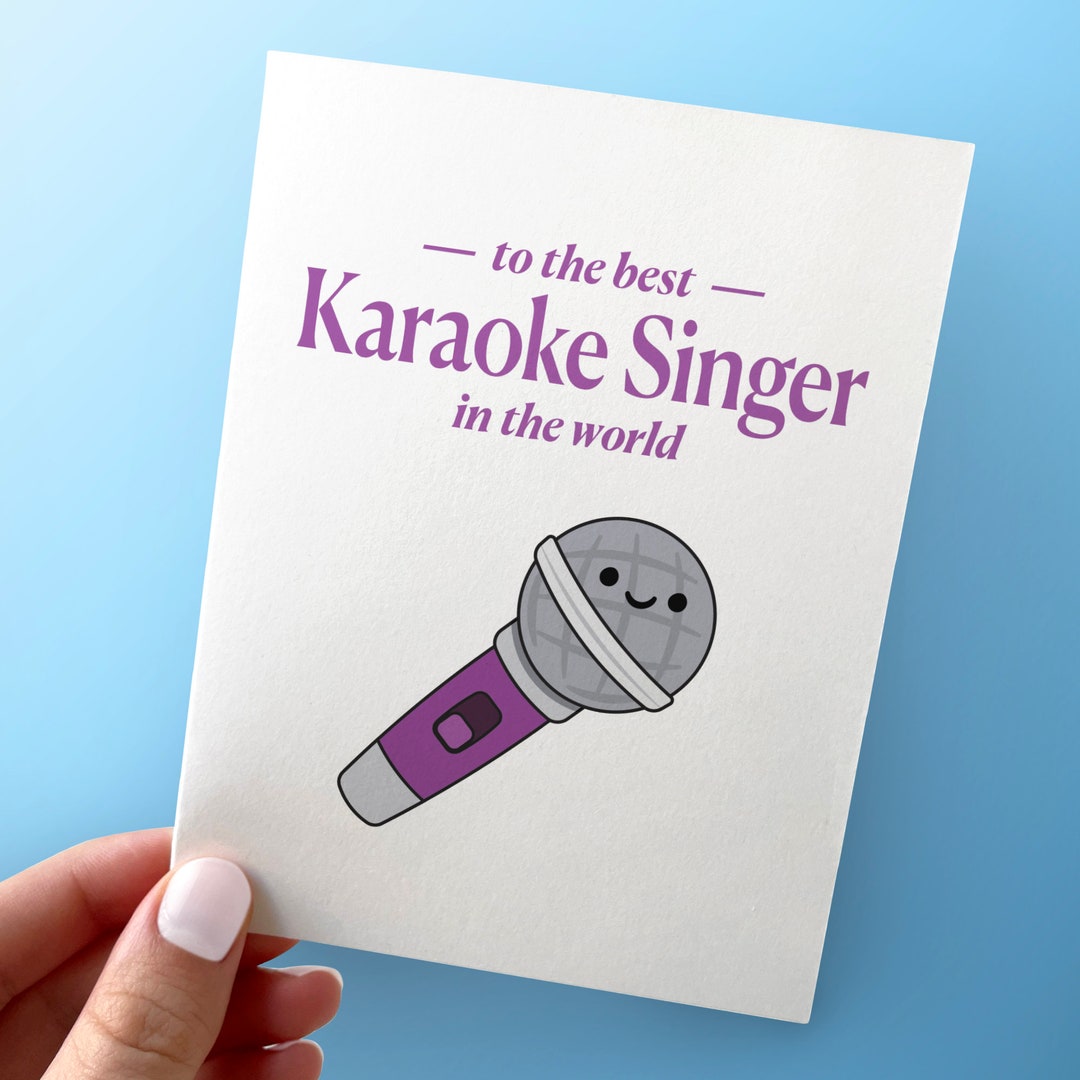 Card for Karaoke Singer Singing Microphone Karaoke Birthday Card A2 ...