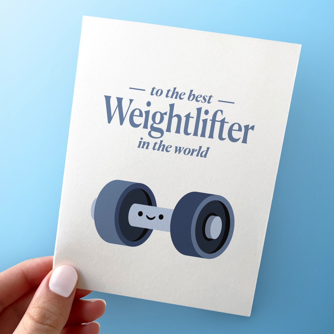 Card for Weightlifter Dumbbell Weights Weightlifting Birthday Card A2 ...