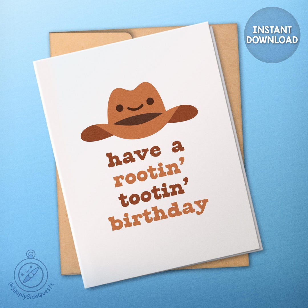 Rootin Tootin Birthday - Digital Printable Cowboy Hat Birthday Card - 3 ...