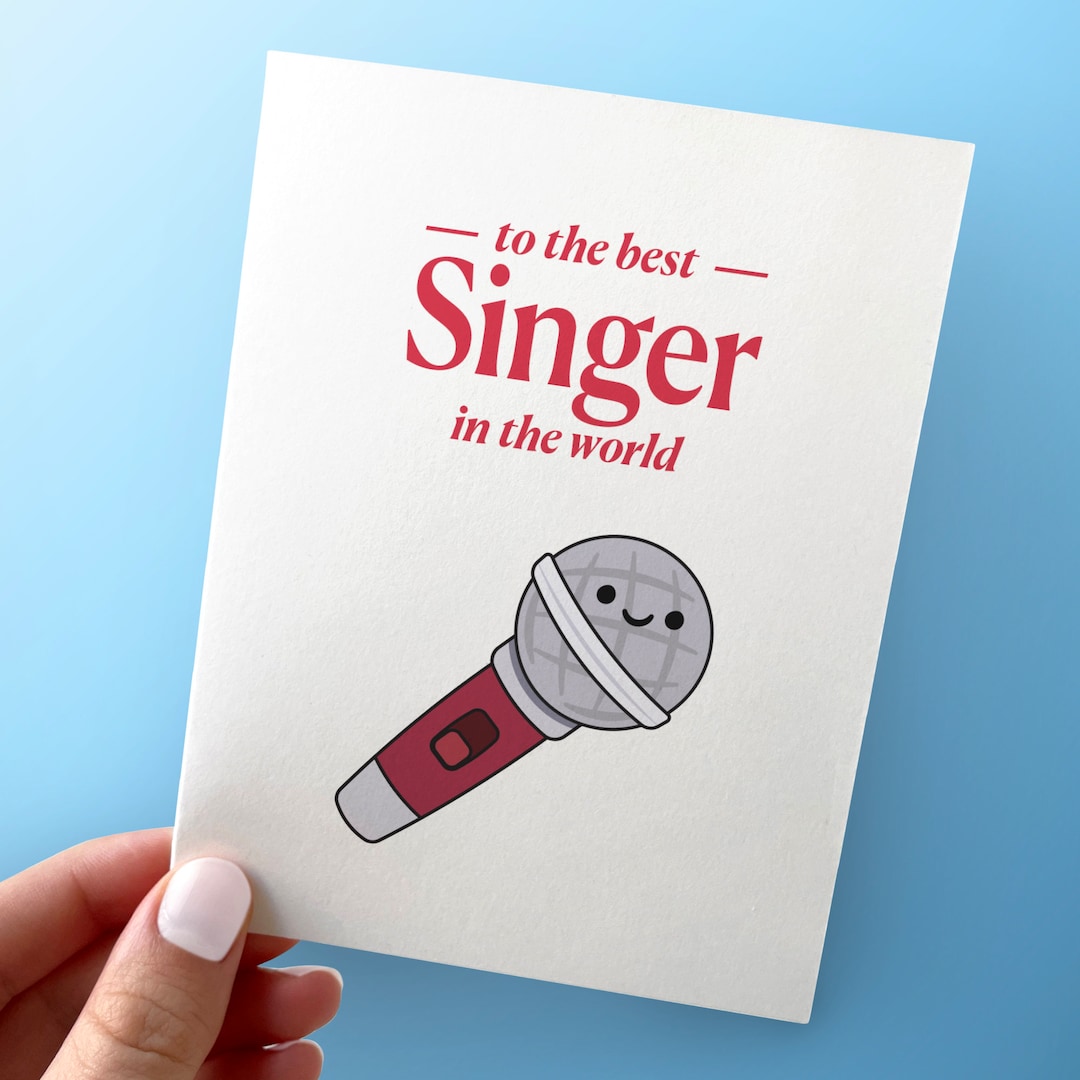 Card for Singer Singing Microphone Singer Birthday Card A2 Greeting ...
