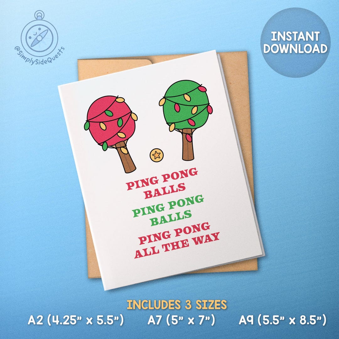 Printable Ping Pong Christmas Card Ping Pong All the Way Digital ...