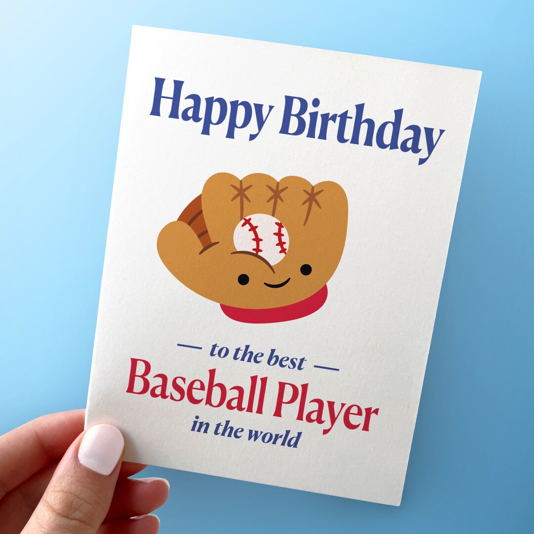 Baseball Birthday Card for Baseball Player Birthday Baseball Mitt A2 ...
