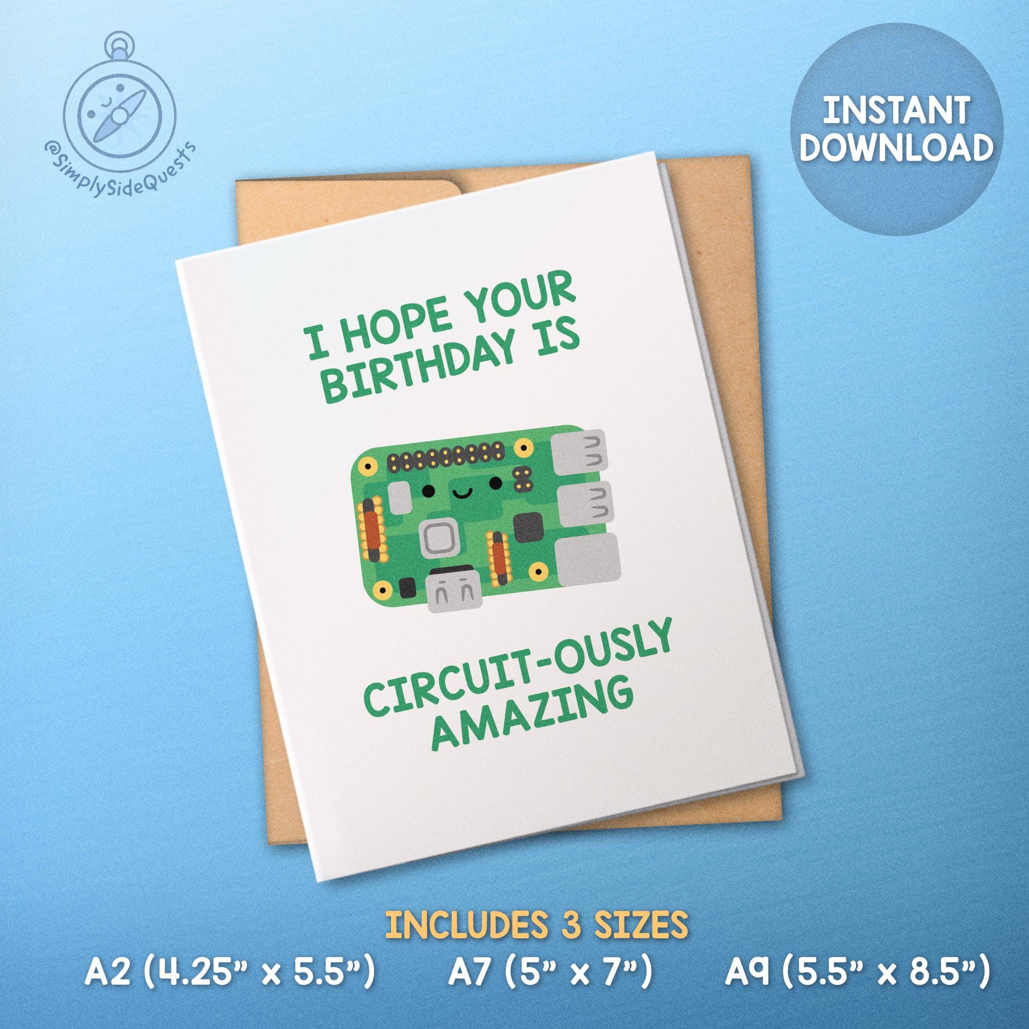 Printable Circuit Board Birthday Card Digital Printable Circuit ...