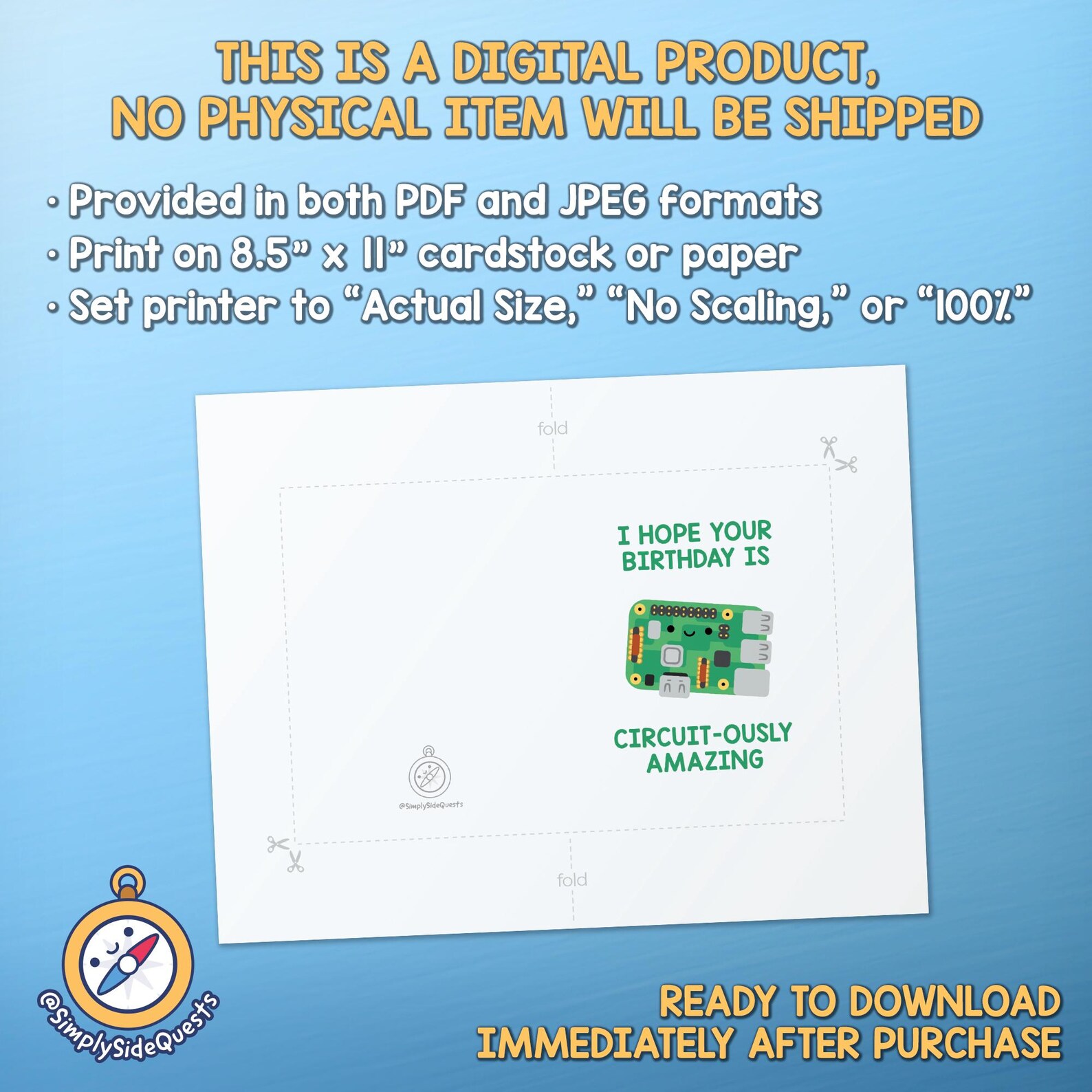 Printable Circuit Board Birthday Card Digital Printable Circuit ...