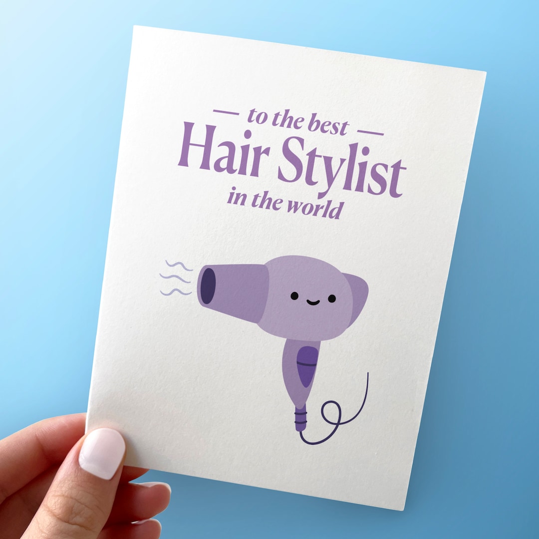 Card for Hair Stylist Blow Dryer Hair Styling Birthday Card A2 Greeting ...