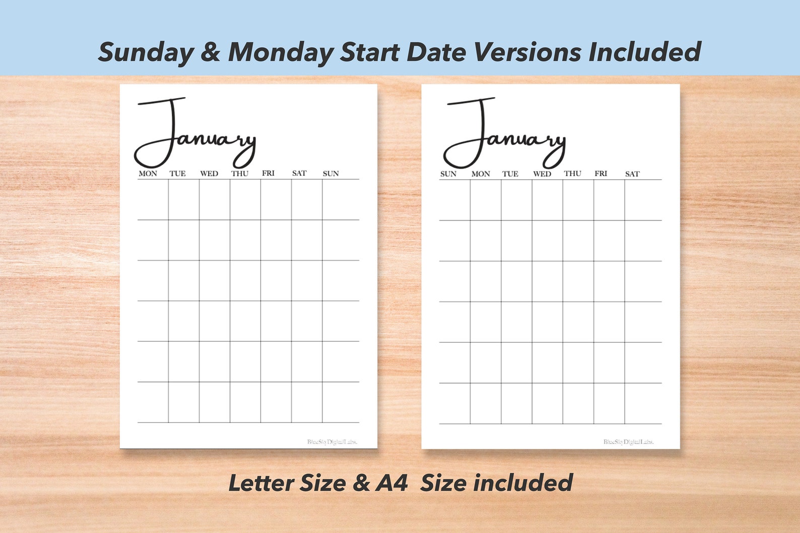 12 Month Blank Calendar Printable | Etsy