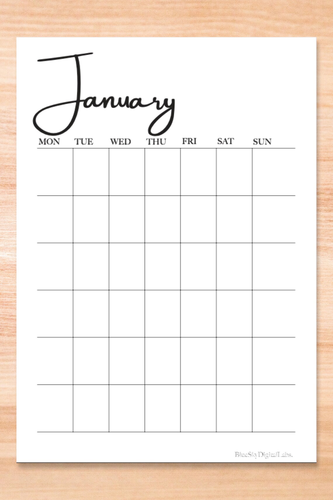 12 Month Blank Calendar - Printable - Etsy