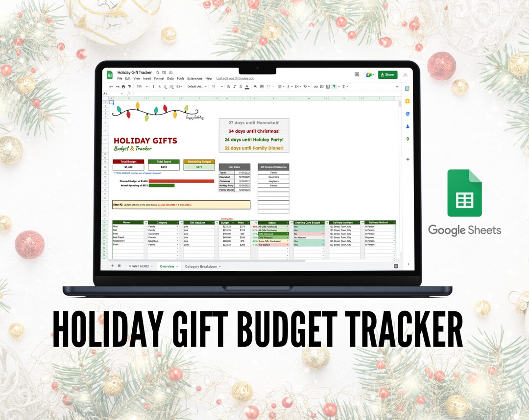 Holiday Budget Tracker | Christmas Gifts, Hanukkah | Tracker, Planner ...