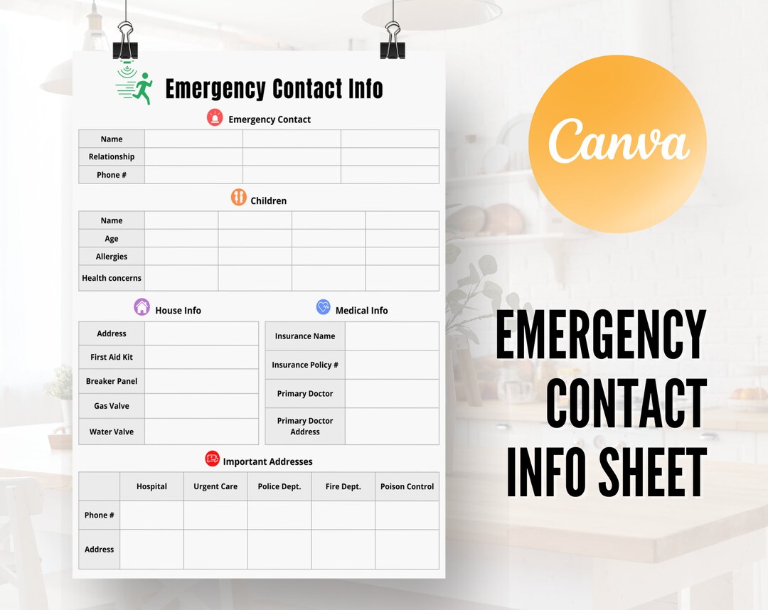 Emergency Contact Information Sheet | Nanny, Babysitter, Childcare ...