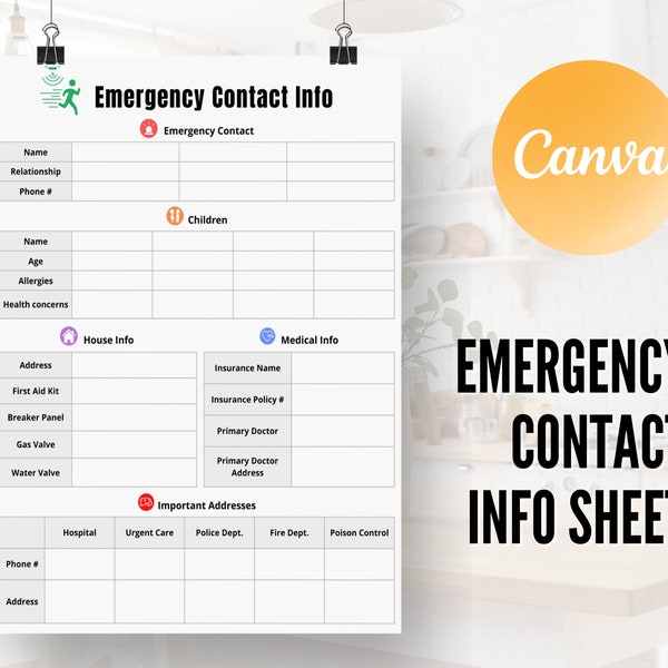 Emergency Contact Form - Etsy