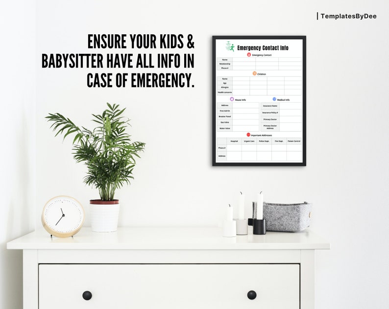 Emergency Contact Information Sheet | Nanny, Babysitter, Childcare ...
