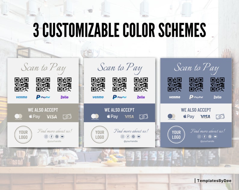 Small Business Payment Sign Template Scan to Pay, QR Code, Venmo Pay ...