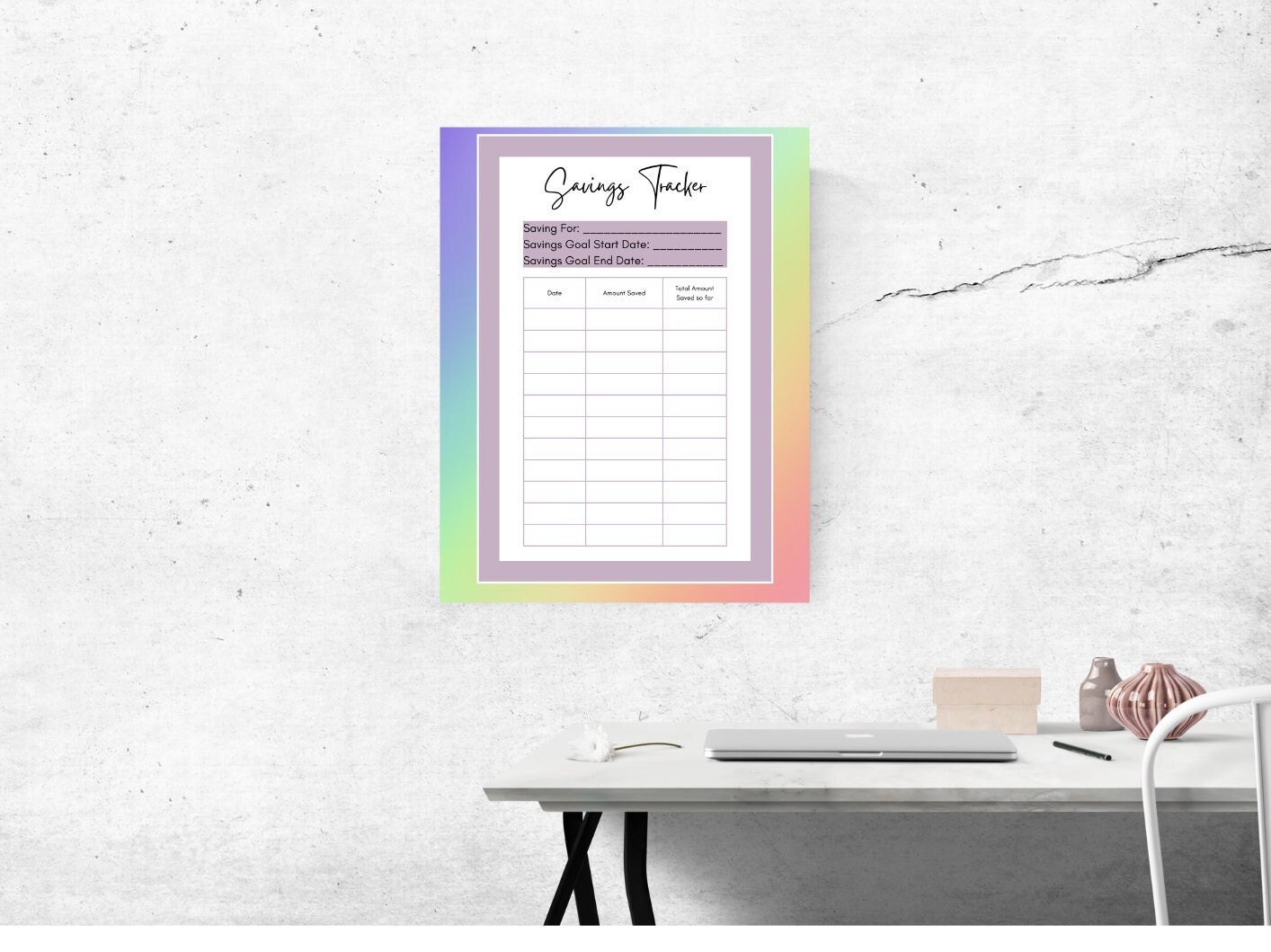 Printable Savings Tracker Rainbow Save Personal Finance Money Cash ...