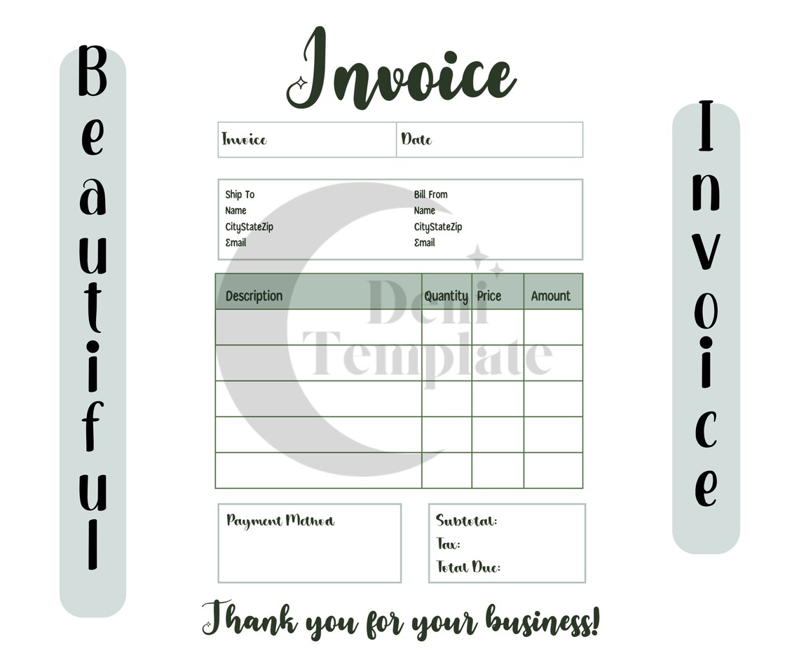 Invoice Template Printable Invoice Custom Order Forms Invoice Template ...