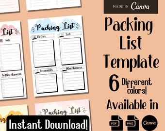 Packing List, Editable, Printable, Canva Template - Etsy