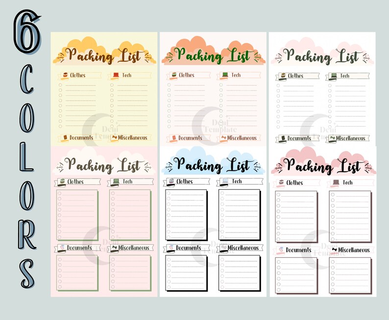 Packing List Template | Travel Packing | EDITABLE | PRINTABLE | Packing ...