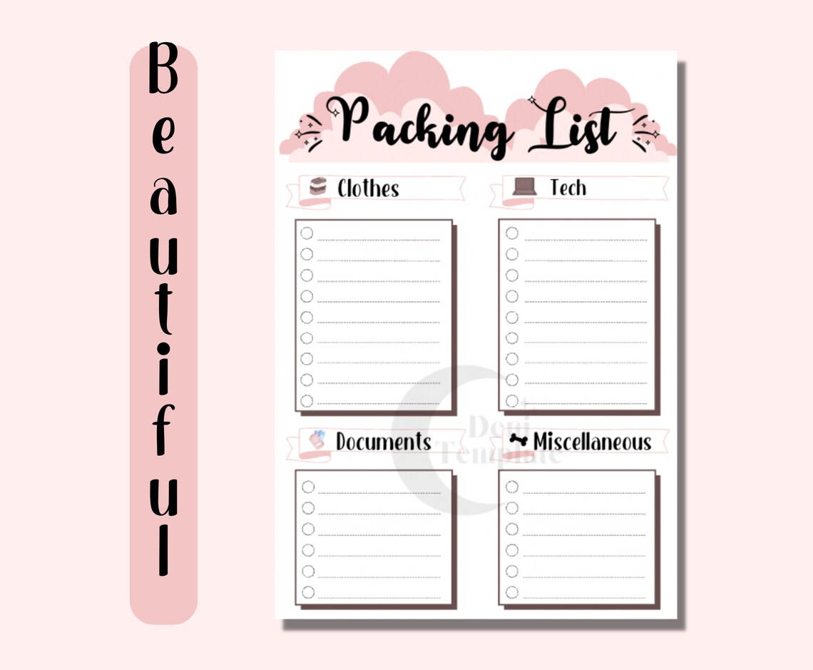 Packing List Template | Travel Packing | EDITABLE | PRINTABLE | Packing ...
