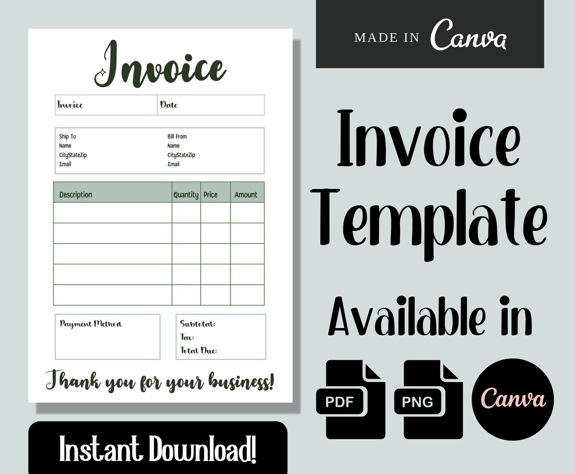 Invoice Template | Printable Invoice | Custom Order Forms | Invoice ...