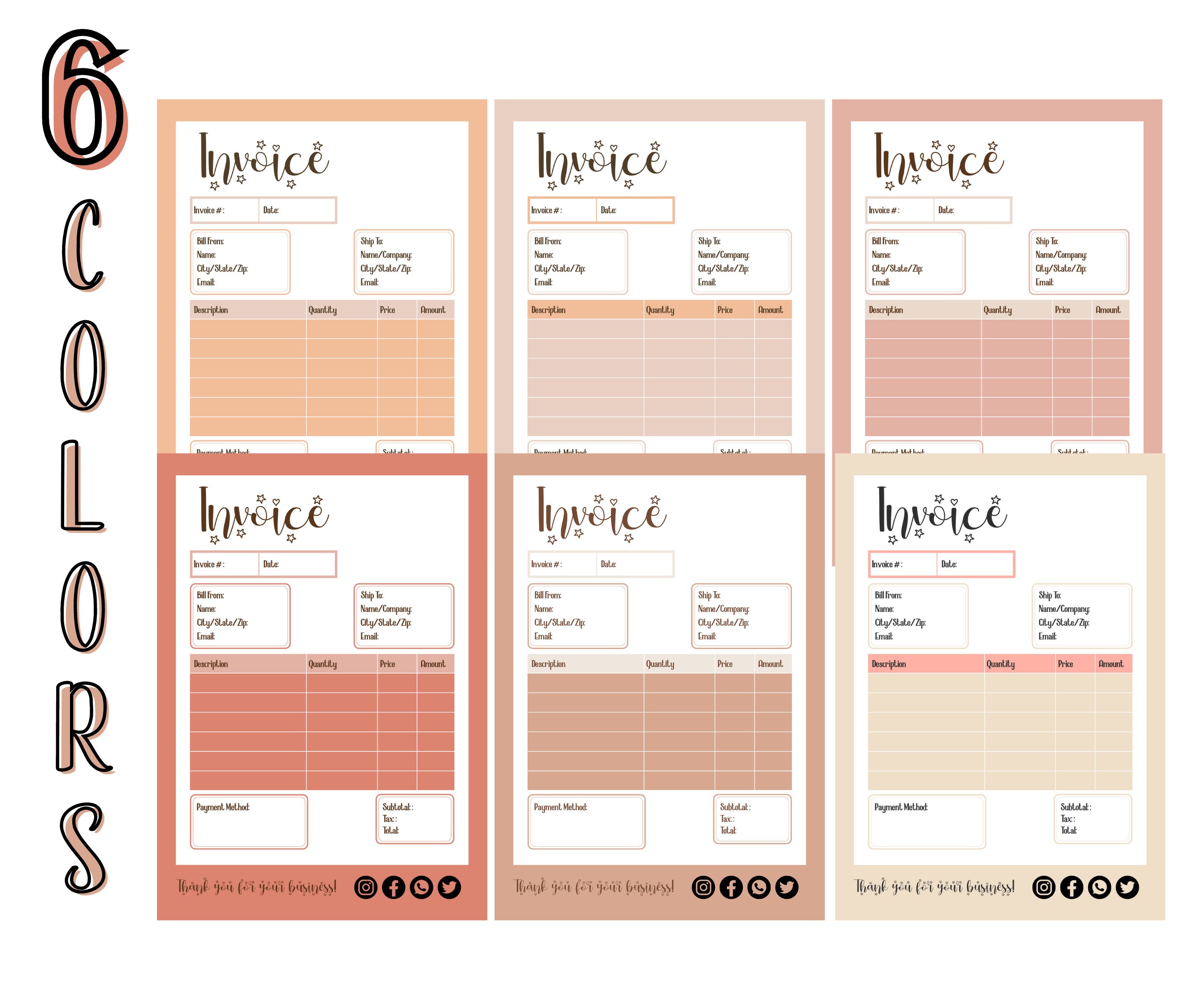 Invoice Template | Printable Invoice | Custom Order Forms | Invoice ...