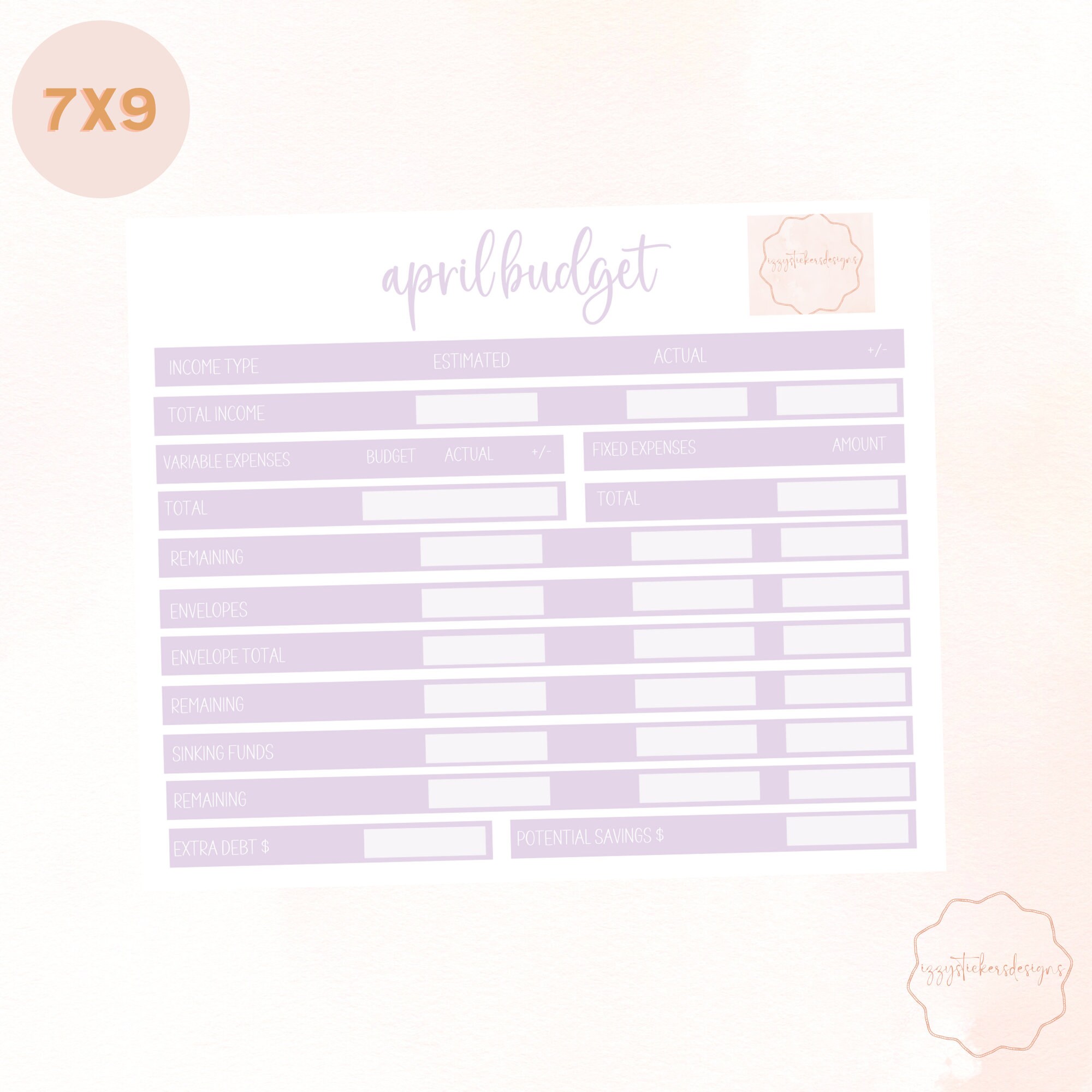 Stickers April Monthly Calendar Sticker Kit Budget Sticker Kit B ...