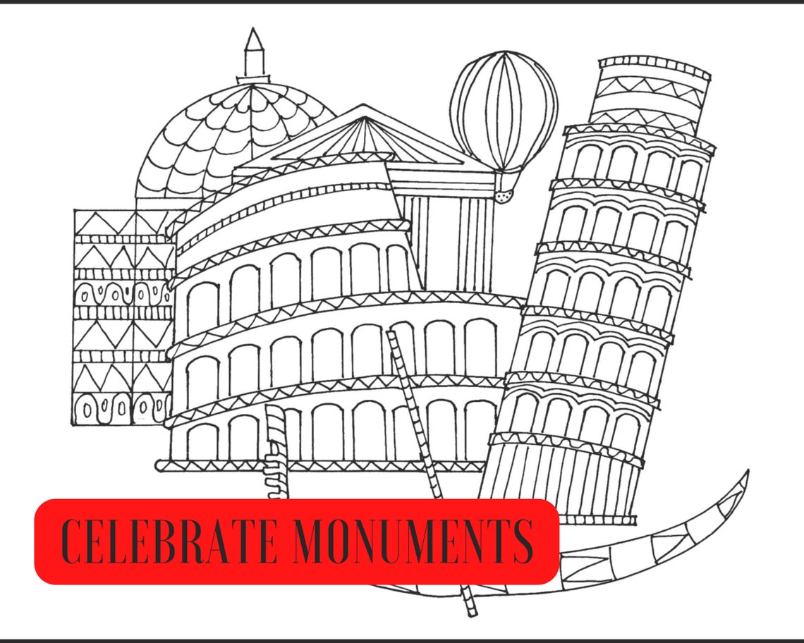 ARTSY COLORING Pages, 3 Original Italy Themed Complex Coloring Sheets ...