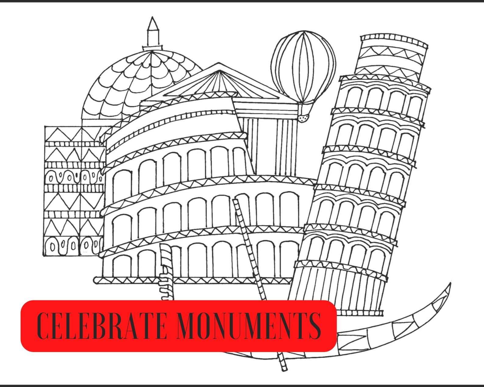 ARTSY COLORING Pages, 3 Original Italy Themed Complex Coloring Sheets ...