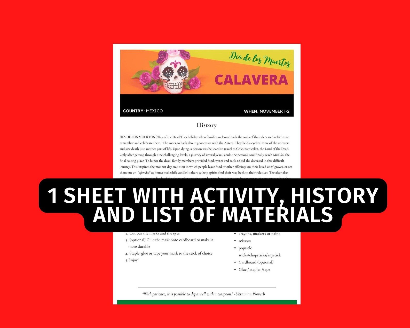 DIA DE MUERTOS Coloring Skeleton Masks, Printable Calavera Masks, Day ...