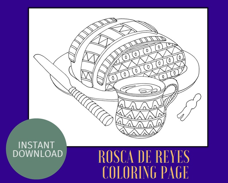 ROSCA DE REYES Coloring Page, Dia De Los Reyes Coloring Sheet, Roscon ...